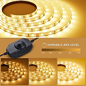 Lepro LED Strip Light White, 16.4Ft Dimmable Vanity Lights, 3000K Super Bright LED Tape Lights, 300 LEDs SMD 2835, Strong 3M Adhesive, Suitable for Home, Kitchen, Under Cabinet, Bedroom, Warm White