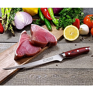 Ergo Chef Crimson Series 7.5" Flexible Fillet Knife – Forged High Carbon X50CrMoV15 German Stainless Steel - G10 Handle