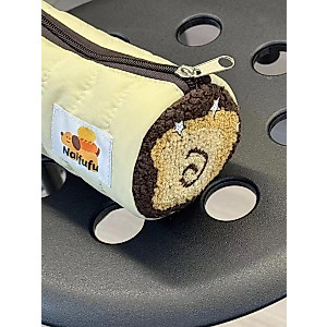 XZR Cute Pen Bag Case Box Stocking Stuffers Cute Creative Cream Roll Cartoon Large Capacity Pink Cat/Yellow Dog Zipper Makeup Organizer Storage Bag Box Nice Gift (Yellow&Dog)