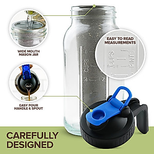 Modern Innovations Cold Brew Mason Jar (64 oz) Ice Coffee Making at Home, 2 Quart Cold Brew Maker for Iced Coffee and Tea, Cold Brew Glass Pitcher with Stainless Steel Filter, Cold Brew Coffee Maker