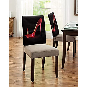 Maliyand Chair Back Cover, Red Lipstick High Heel Shose Black Chair Covers Removable Chair Protector Slipcover for Dining Room, Kitchen, Restaurant, Set of 6