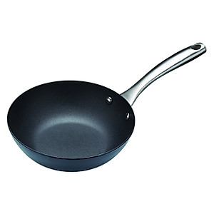 KitchenCraft MasterClass Master Class Professional Induction Ready 20cm Non-Stick Wok, Carbon Steel, Black, 20 cm (8 inch)