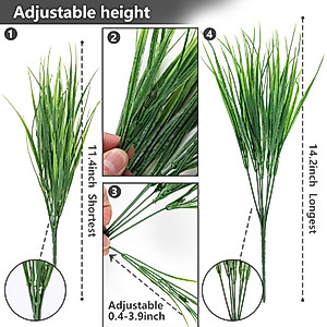 EZFLOWERY 4 Pcs Artificial Plastic Green Wheat Grass, Shrubs, Bushes, Fake Plants, Indoor, Outdoor, Home, Garden, Veranda, Kitchen, Office, Hotel, Table, Window Box, Shelf Decoration. (4, Wheat Grass)
