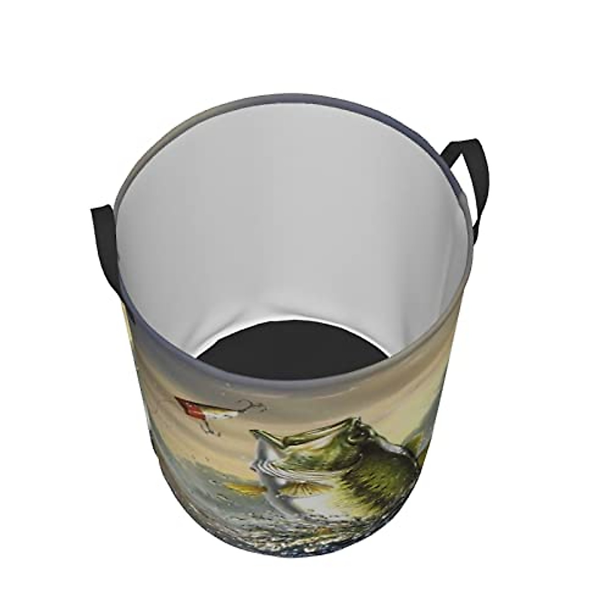 Duwrap Laundry Hamper Large Fish Bass Jumping Out Water Laundry Basket Bag With Lid Large Collapsible Laundry Cloth Washing Bin Household Organizer Bags Toy Storage Baskets For Bedroom Closet