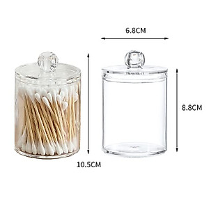 AkoSlale 3 Pack Clear Jars With Lids for Bathroom, Cotton Ball and Qtip Holder Set,Bathroom Organization and Storage,Cotton Ball Holder,Q Tip Organizer,Makeup Holders And Organizers