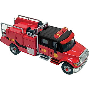 Walthers HO Scale 1/87 Scenemaster International(R) 7600 2-Axle Crew-Cab Brush Fire Truck - Assembled - Red, Black
