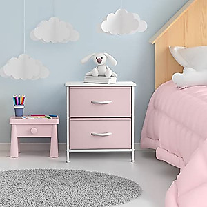 Sorbus Kids Dresser with 8 Drawers and 2 Drawer Nightstand Bundle - Matching Furniture Set - Storage Unit Organizer Chests for Clothing - Bedroom, Kids Rooms, Nursery, & Closet (Pink)