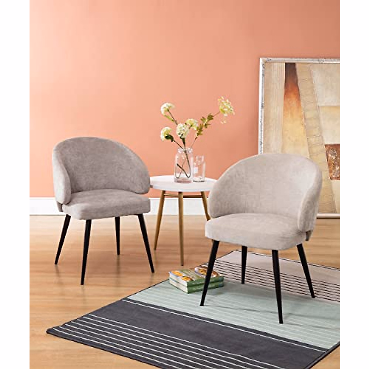 Porthos Home Dana Dining Chair with Luxurious Smooth Suede Upholstery, Rounded Back, Thick Supportive Seat Cushion, Rust-Resistant Iron Legs - Ideal for Dining Rooms and Kitchens
