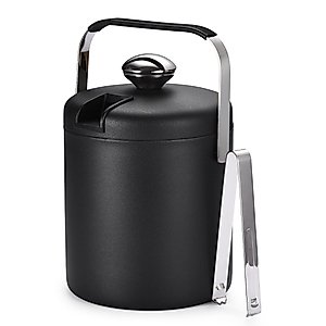 flybold Small Ice Bucket for Parties - Ice Bucket with Lid for Cocktail Bar - Double Walled Ice Container - Portable Chiller Bin Basket - Insulated Wine Buckets for Indoor or Outdoor - Ice Cube Holder