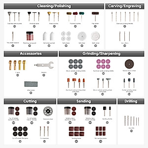DEPSTECH Rotary Tool Accessories Kit, 420Pcs Accessory Set, 1/8"(3.2mm) Diameter Shanks, Universal Kit Fits All Tool for Carving, Sanding, Cutting, Drilling, Grinding, Cleaning and Polishing- AT420