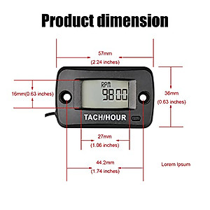 HonorMeet Digital Lawn Mower Hours Tachometer,Small Engine Tachometer with Real-time RPM & Max RPM Display,Water Resistance Design for Gas Powered Garden Tractor Generator Compressor Boat Motorcycle.