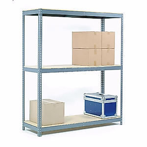 Global Industrial Wide Span Rack 96Wx48Dx84H, 3 Shelves Wood Deck 800 Lb Cap. Per Level, Gray