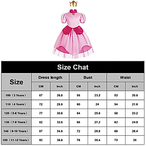 Oispvpes Girls Princess Peach dress Super Brothers Party Dresses Kids 3-12 Years pink 100