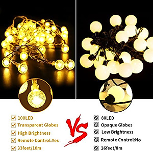 Outdoor String Lights Battery Operated 33FT 100LED Battery Powered String Lights Indoor Waterproof Mini Globe Lights with Remote Timer 8 Lighting Modes for Bedroom Christmas Party Tent Outside Decor