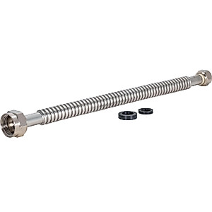 Eastman 24 Inch WaterFlex Water Heater Connector, 3/4 Inch FIP x 1 Inch FIP, Stainless Steel Corrugated Water Heater Supply Line, 437524