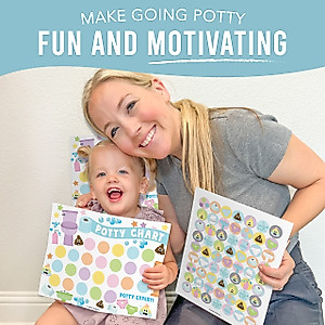 Hadley Designs Doodle Sticker Chart for Kids Potty Training Chart for Toddlers Boys - Potty Training Chart for Girls with Stickers, Potty Chart for Boys with Stickers