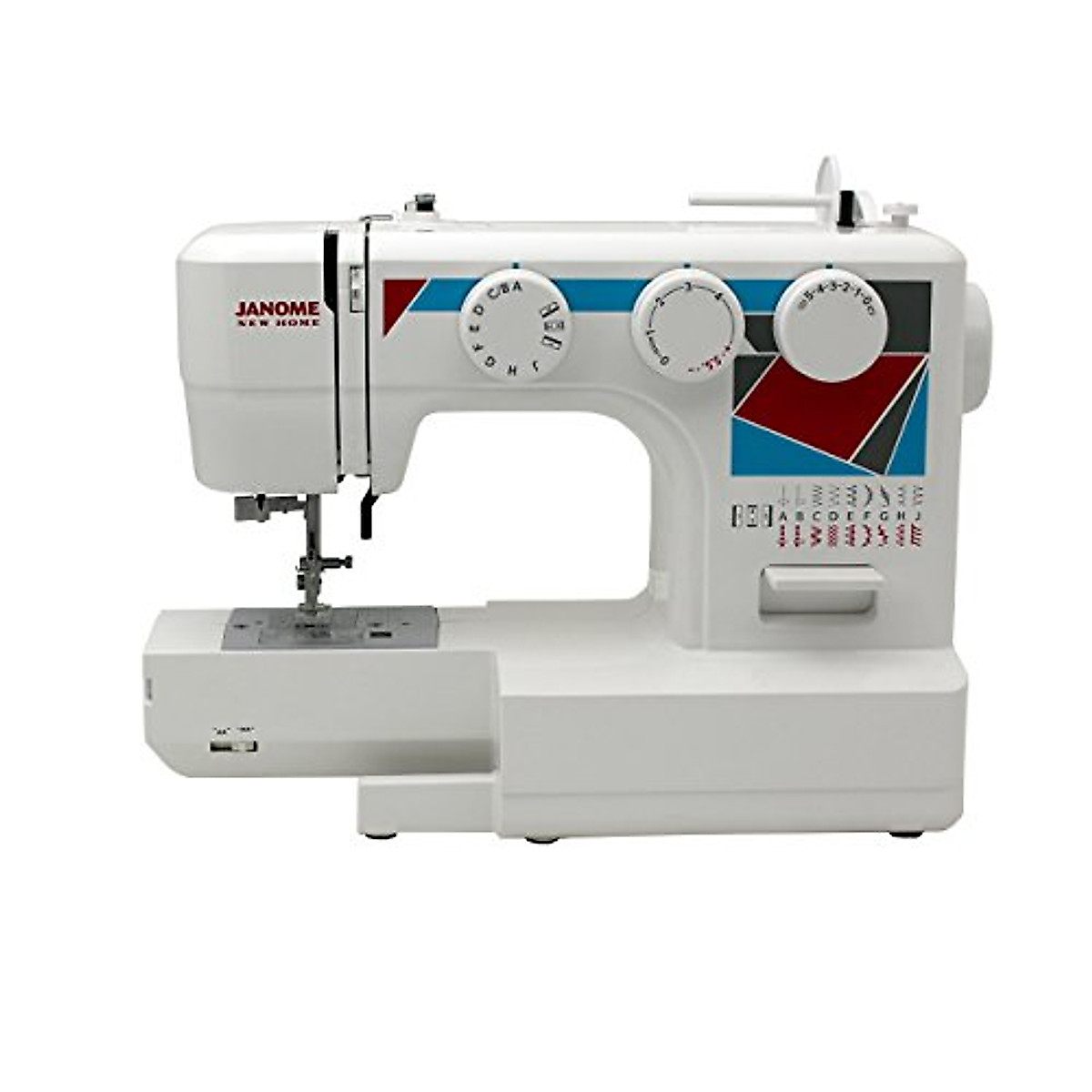 Janome MOD-19 Easy-to-Use Sewing Machine with 19 Stitches, Automatic Needle Threader and 5-Piece Feed Dogs,white