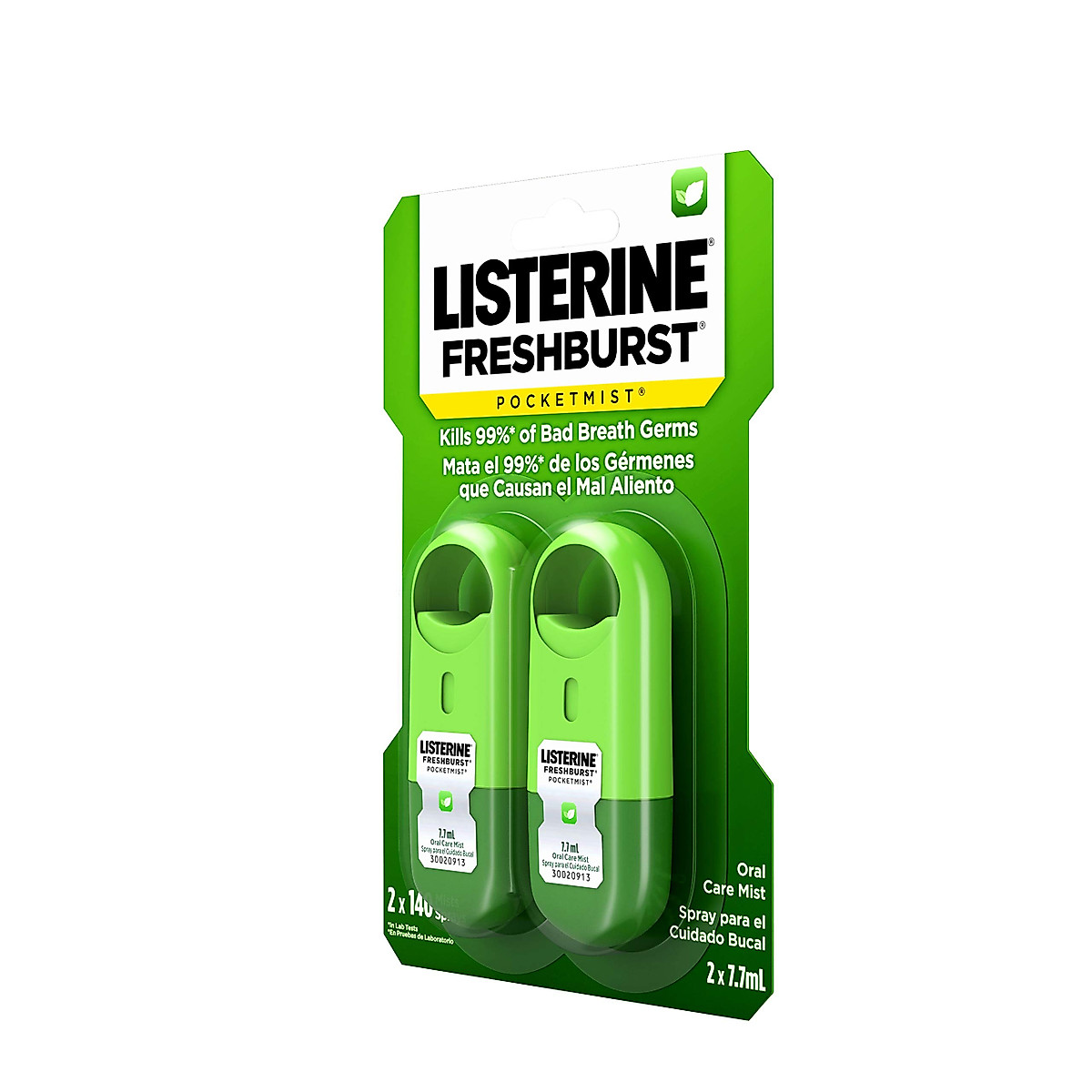 Listerine Freshburst Pocketmist Fresh Breath Mist, Non-Aerosol Sugar-Free Oral Care Spray For Bad Breath, 7.7 mL, 2 Pack