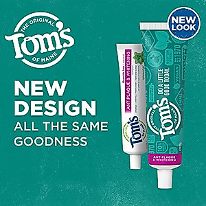 Tom's of Maine Fluoride-Free Antiplaque & Whitening Natural Toothpaste Gel, Spearmint, 4.7 oz. 2-Pack (Packaging May Vary)