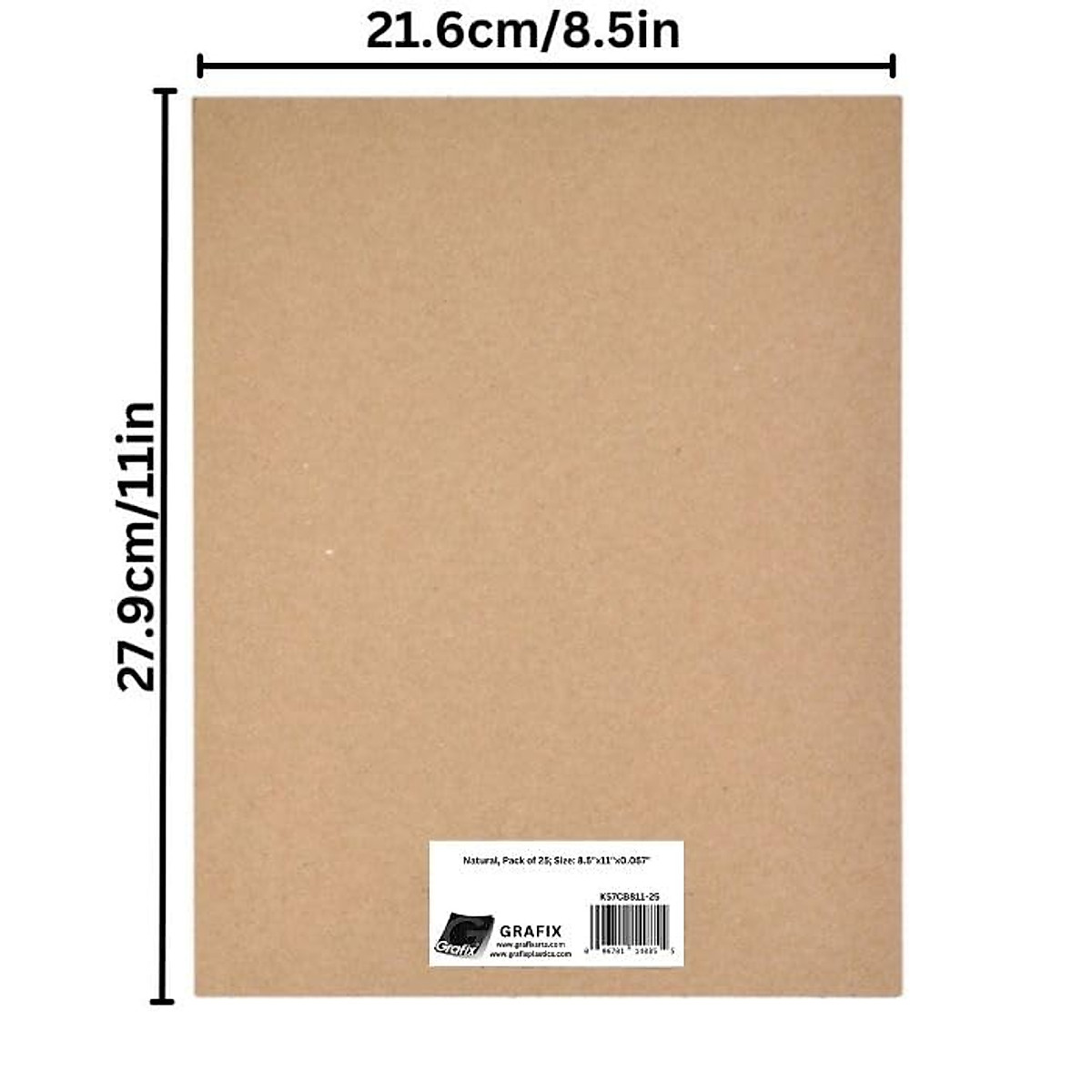 Grafix Medium Weight 8.5 x 11”, Natural Pack of 25 – Acid-Free 0.057” Chipboard Sheets, Create Three-Dimensional Embellishments for Cards, Papercrafts, Mixed Media, Home Décor, 25 Count