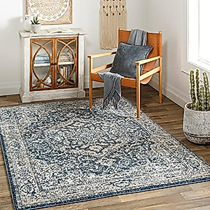 Surya Davaro Traditional Medallion Area Rug,9'2" x 12',Navy