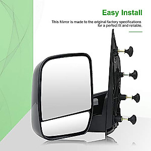 SCITOO Driver Side Mirror fit for 2002-2008 for Ford E150 E250 E350 E450 E550 Van with Duel Glass Fold Manual Controlling Features Puddle Light Exterior Accessories Left Side Mirror