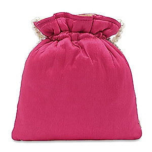 Aheli Rani Pink Potli Bags for Women Evening Bag Clutch Ethnic Bride Purse with Drawstring(P82RP)