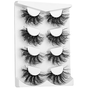 ALPHONSE Lashes 25MM Fluffy Mink False Lashes 8D High Volume Long Thick Dramatic Crossed Fake Eyelashes Pack 4 Pairs