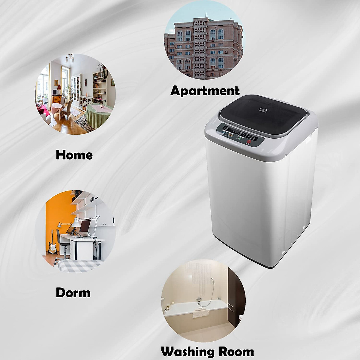 Frestec Portable Washing Machine, 0.84 Cu.Ft. Full-Automatic Small Washer, 2 in 1 Compact Laundry Washer, 8 Wash Cycles 3 Water Level Selections, Perfect for Apartment, Home, Dorm