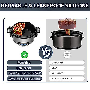 Silicone Slow Cooker Liners for Crockpot & Hamilton Beach Slow Cookers 6 Quart,Reusable Silicone Slow Cooker Divider Insert, Silicone Liners,Dishwasher Safe Cooking Liners for 6 QT Pot