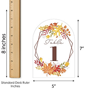 Big Dot of Happiness Fall Foliage Bride - Autumn Leaves Bridal Shower and Wedding Party Double-Sided 5 x 7 inches Cards - Table Numbers - 1-20