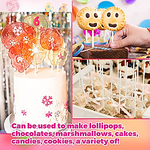 600Pcs Lollipop Stick, 6IN Cake Pop Sticks with Clear Treat Bags & Gold Twist Ties, Cake Pops Making Tools for Lollipops, Candies, Chocolates Cookies (A)