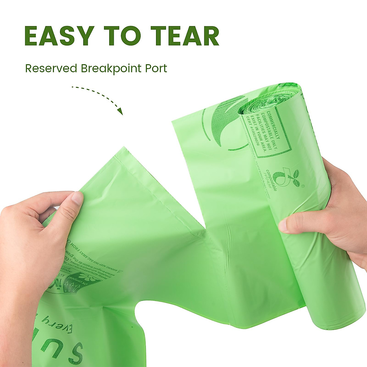 SUPERBIO 55 Gallon Compostable Yard Waste Bags, Lawn & Leaf Bags, Heavy Duty Extra Thick 1.57 Mil, (80 Count Bulk), 208.1 Liter, BPI and OK compost INDUSTRIAL