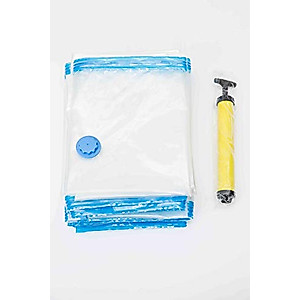 Olmecs 10-pack Vacuum Space Saver Storage Bags with Vacuum Travel Hand Pump Space Saver for Clothes Blankets Duvets Pillows Comforters
