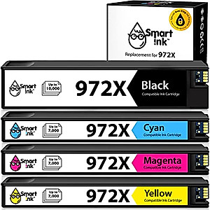 Smart Ink Compatible Ink Cartridge Replacement for HP 972X 972 X (4 Pack Combo) to use with PageWide Pro 477dw 577dw 452dw 477dn 452dn 577z 552dw P55250dw Printers (Black & Cyan Magenta Yellow)