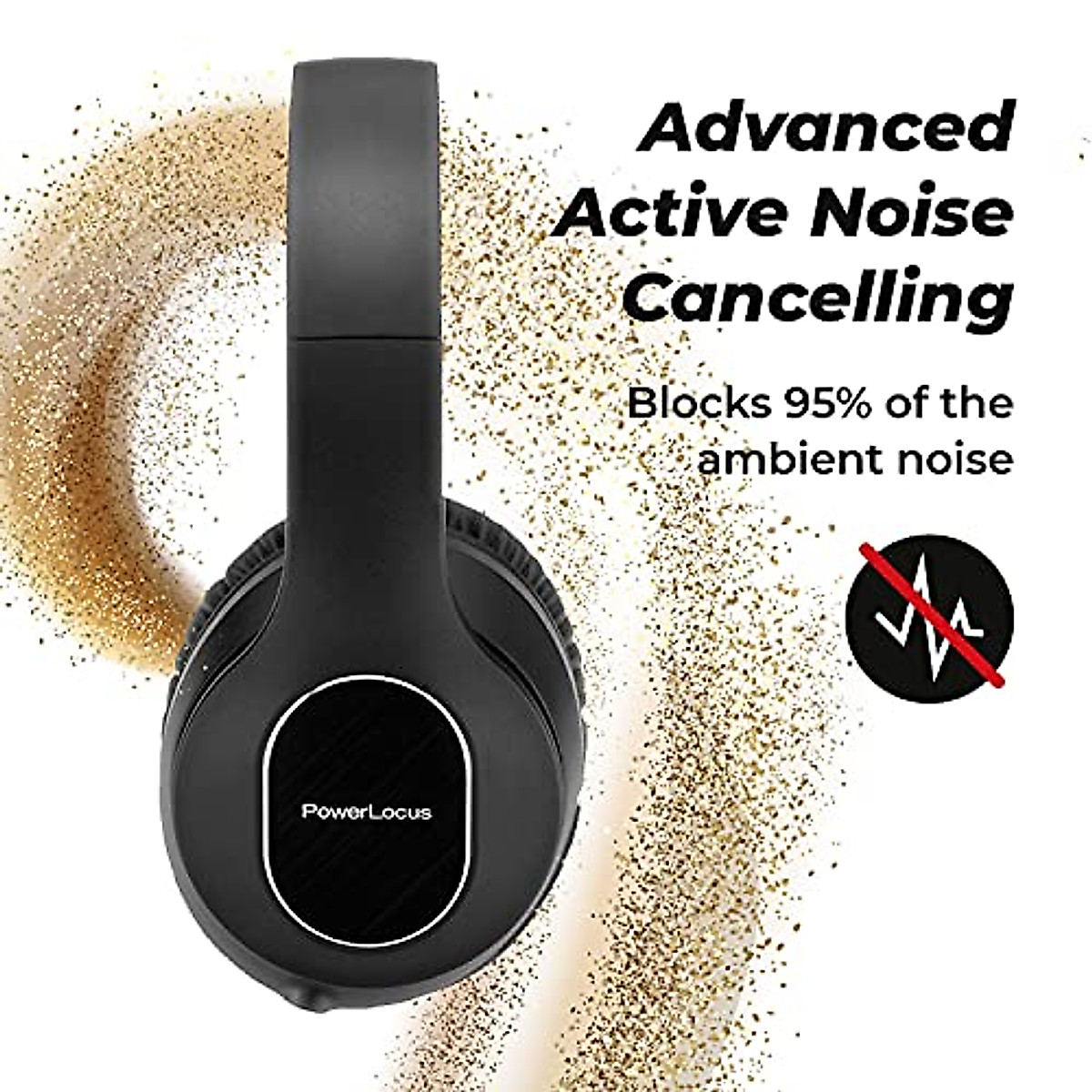 PowerLocus Active Noise Cancelling Headphones Over Ear, Wireless Headphones with Microphone, Hi-Fi Stereo, Soft Memory Foam Ear Cups, 35H Playtime and Fast Charging for Phones, Home Office, TV, Travel