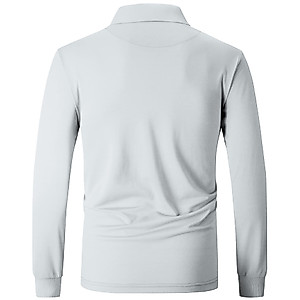SWISSWELL Men Shirts Long Sleeve Moisture Wicking Golf Shirts Performance Athletic Shirts Light Grey 3XL