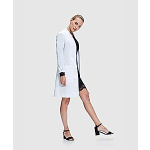 Dr. James Women’s Lab Coat, Tailored Fit, Fold Back Cuff, White, 35 inch Length (4)