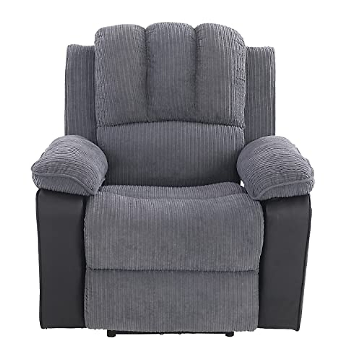 Corduroy + Black pu Ergonomic Electric Flat Sofa with 8-Point Massage and Heating Function, Thickened armrests and backrest Single Sofa Chair for The Elderly, Bedroom, Living Room (Gray)