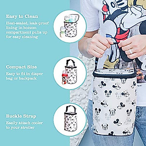 Disney Baby by J.L. Childress TwoCOOL Breastmilk Cooler - Double Baby Bottle & Food Bag - Ice Pack Included - Fits 2-4 Bottles - Insulated & Leak Proof Bottle Bag - Mickey Minnie Ivory