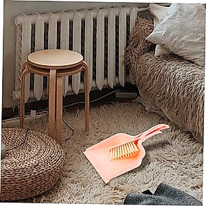 MOLUCKFU 1 Set Mini Dustpan Brush Straw Broom Table Brooms Dustpan Broom and Dustpan Desktop Brooms and Desktop Dust Pan Mini Dust Pan Garbage Desk Cleaning Dustpan Small Dustpan Pp Pink