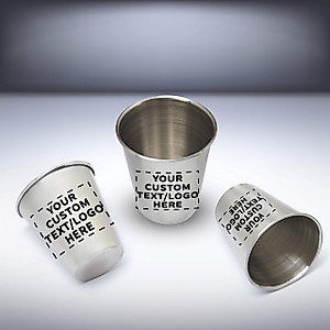 Custom Metal Shot Glasses 2.5 oz. Set of 10, Personalized Bulk Pack - Great for Weddings, Birthdays, Parties - Stainless Steel