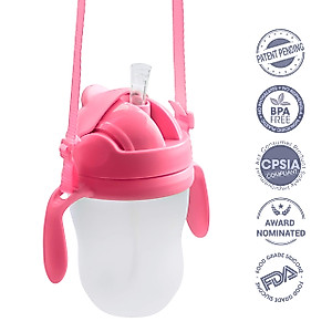 ANPEI 3-in-1 Weighted Straw Sippy Cup Conversion Kit for Comotomo Bottles | Versatile, Leak-Proof - Easy-to-Use Solution for Babies and Toddlers | Compatible with 5oz & 8oz Bottle (Pink)