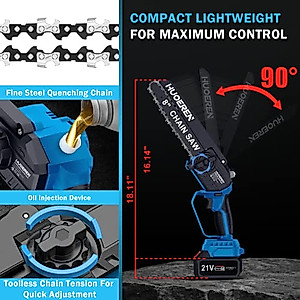 Mini Chainsaw Cordless 8 Inch,Huoeren Brushless Battery Powered Handheld Chainsaw with 2x4000mAh Battery, 2 Chains and Charger,Super Saw Small Chain Saws Electric for Tree Branch Cutting and Wood