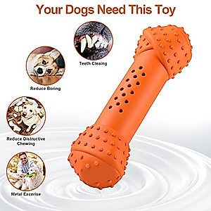 LUKITO Puppy Chew Toys, Durable Dog Bones Dog Chew Toys for Teething, Tough Puppy Teething Toys with Natural Rubber for Small and Medium Dog (Green+Orange)