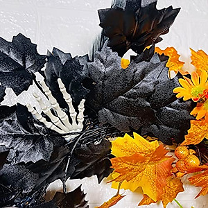 Fall Wreaths Halloween Wreaths Front Door Wreath, Fall Wreaths Welcome Sign Halloween Outside Farmhouse Hello Sign Orange Wreaths Artificial Harvest Rusty Birch Leaves Decor