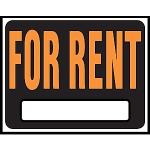 HY-KO PRODUCTS GIDDS-2488011 for Rent Jumbo Plastic Sign, 15" x 19", Orange/Black