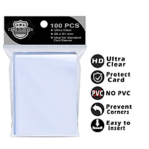 100PS Soft Clear Card Team Bag Protectors Sleeves for Card Game,Top Loader Fit for Magic Cards and Premium Cards and MTG,Baseball Card Sleeves