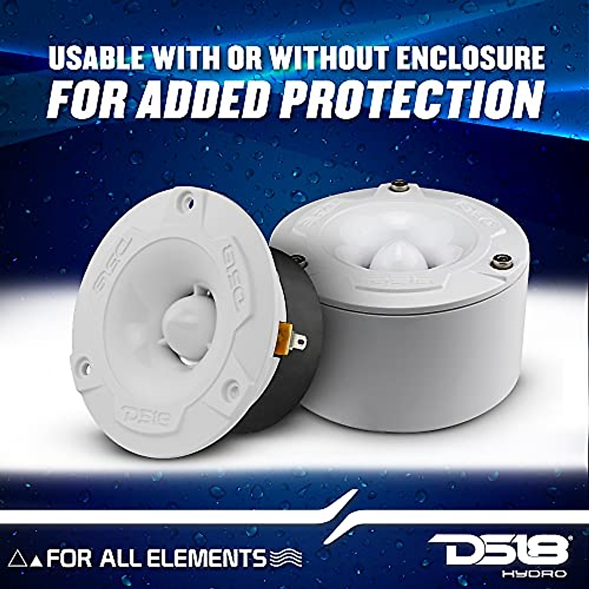 DS18 NXL-T1 Marine 1” VC Waterproof Aluminum Bullet Tweeter 240W Max, 4 Ohms, Built in Crossover - Great for Boats, Motorsports, Motorcycle ATV UTV (2 Water Resistant Speakers)