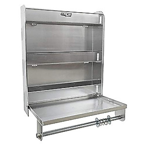 Extreme Max 5001.6049 Aluminum Work Station Storage Cabinet w/ Flip-Out Work Tray & Paper Towel Rack Organizer for Enclosed Race Trailer, Shop, Garage, Storage,Silver